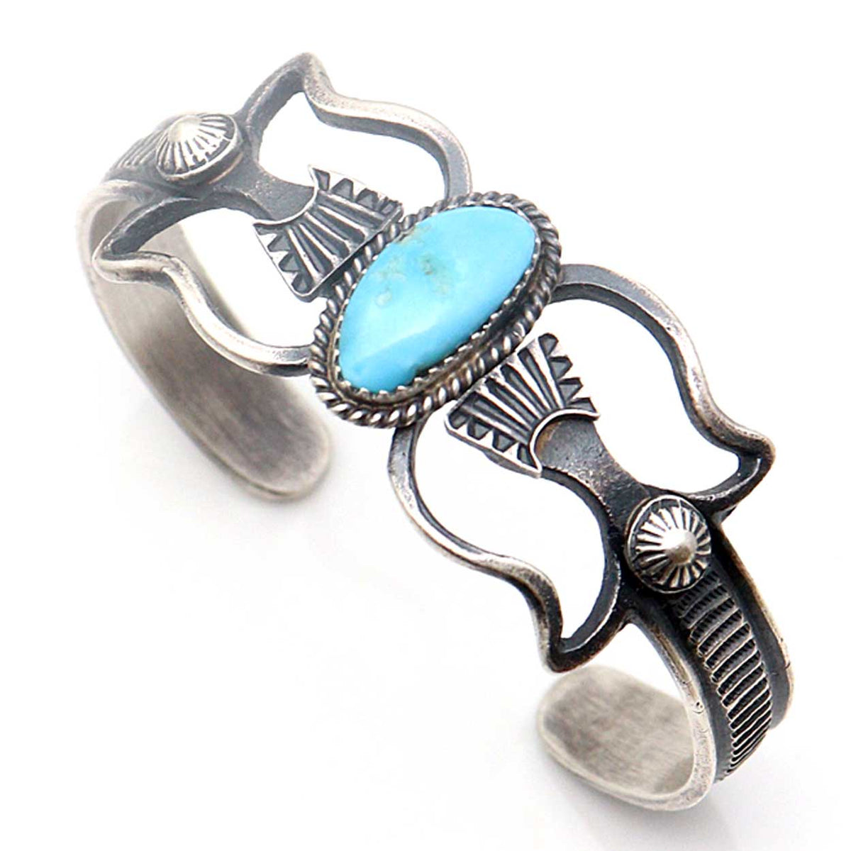 Sterling Silver Bracelet With Single Turquoise Setting by Billah ...