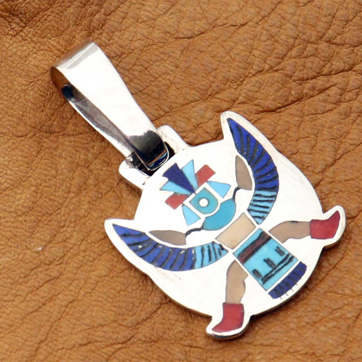 Zuni Multi Stone Inlay Knifewing Pendant by Harlen Coonsis – Indian ...