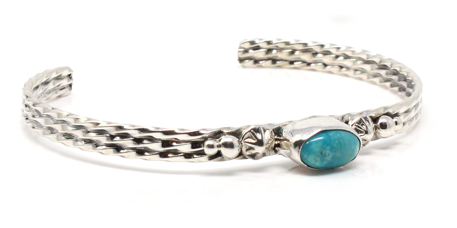 Single Stone Sterling Silver Navajo & Turquoise Bracelet – Indian ...